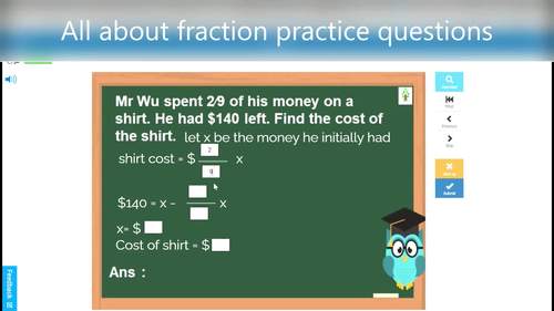 Fraction 55 practice questions | Boom card by SG Math Guru | TpT
