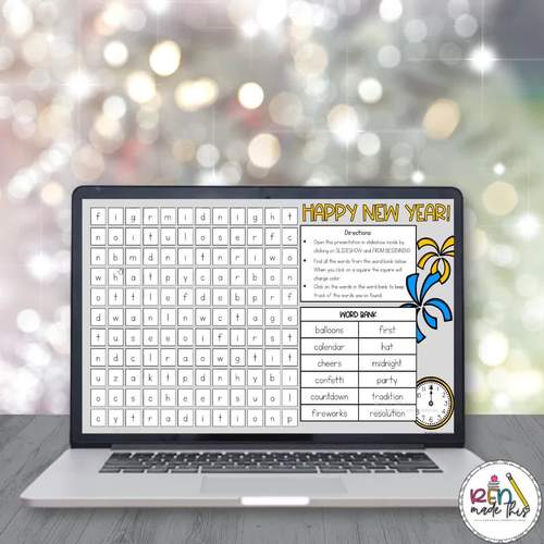 New Years Activities | Digital Word Search | Early Finishers Game