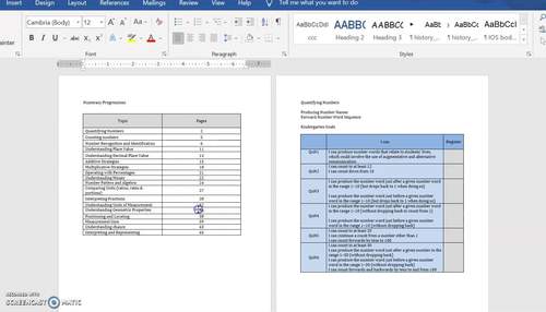 Numeracy Progressions NSW Outcome Tracking Sheet for ES1- Year 6 by ...