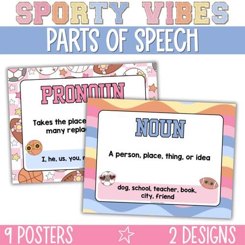 Pastel Parts of Speech Posters, ELA Posters, English Language Arts Posters