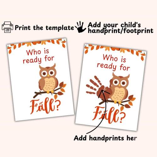 Fall Handprint Owl Craft Template | Autumn Activities | Fall Craft ...