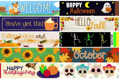 Fall autumn Google Classroom animated headers banners (includes Halloween)