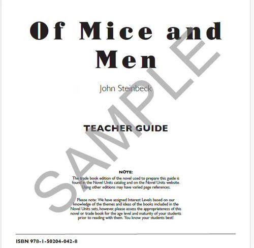 Of Mice and Men Novel Units® Teacher Guide Novel Study | TPT