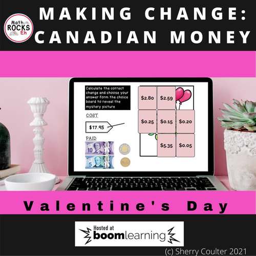 Making Change CANADIAN Money Digital Boom Cards™ Activity by Math Rocks Eh