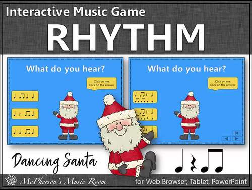 Christmas Music Interactive Rhythm Game Eighth Notes {Dancing Santa}