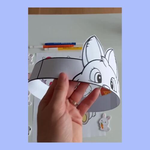 Bunny paper crown, Easter craft activity, Rabbit headband, Easter paper ...