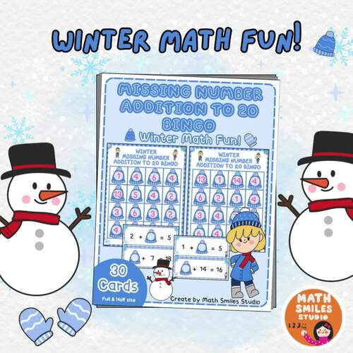Winter Missing Number Addition to 20 Bingo Game | Math Activity | 1st ...