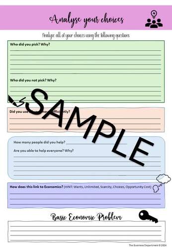 Economics Student Activity | Intro To Economics | The Basic Economic ...