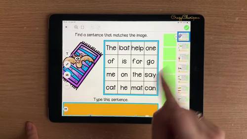 Phonics Sentence Building Activity with CVC Word Families for Seesaw