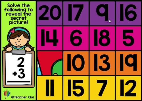 Addition With Sums Up to 20 - Puzzle Reveal (BOOM Cards™ for Distance ...