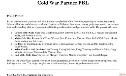 No Prep Cold War Partner Project by PBL History & Civics | TPT