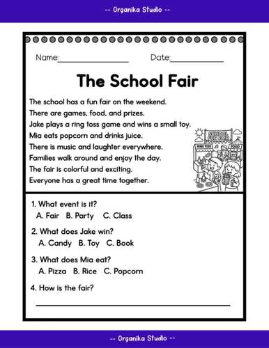 2nd Grade Reading Comprehension Passages with Questions | Set 3 | Short ...