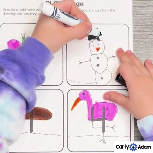 NO PREP Pi Day Creativity Challenges Finish the Picture Activities STEM ...