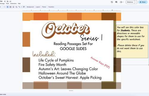 October Reading Passages Series 1 Set of 5, w/ Comprehension, DIGITAL & PDF