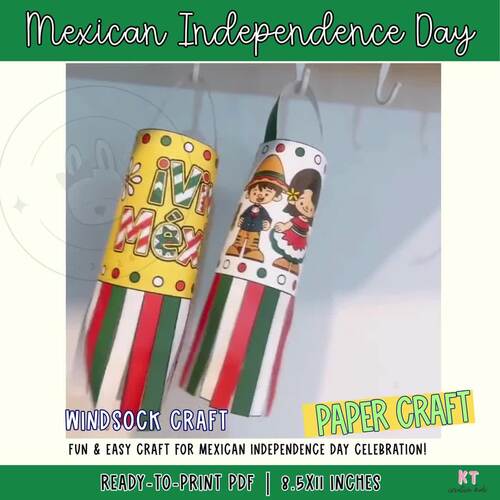 Mexican Independence Day Craft | ¡Viva México! Windsock Coloring Activity