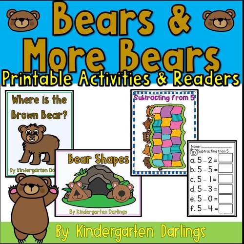 Bear Math and Literacy Printable Activities for Kindergarten and First