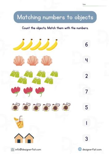 Autism Matching numbers to objects Worksheet For Childs | TPT