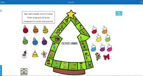 CHRISTMAS HOLIDAY TREE, DIGITAL BOOM CARDS, LANGUAGE by SLP Britt