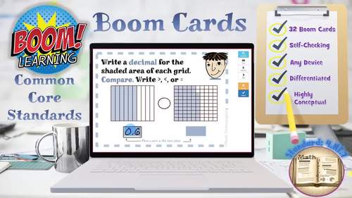 Comparing Decimals to Hundredths: Boom Cards 4.NF.7 by Math Technologist