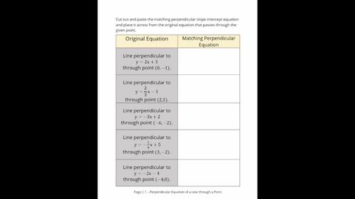 Perpendicular Line Through a Point Matching Activity by Algebra Beagle