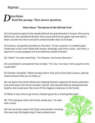 Short Story with written response question. by Stephanie Harvey | TPT