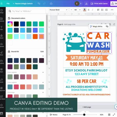 Penny War Fundraiser Flyer Canva Template, PTO PTA Coin War Flyer