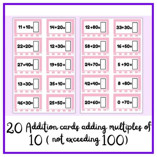 Add and Subtract Multiples of 10 Math Center Task Cards by 123MissPoppins