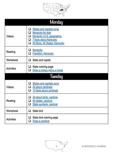 Kentucky State Unit Study (Capital, Bird, Flower, Flag, Animal) | TpT