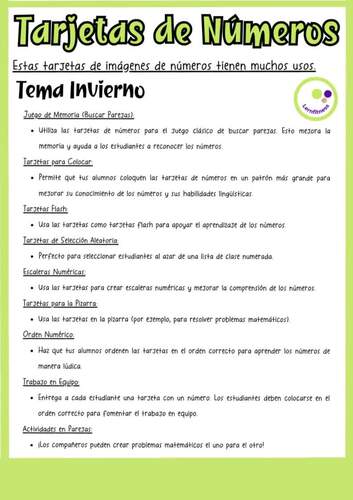 Spanish: Tarjetas Educativas de Invierno: Números del 0 al 30 - Memory