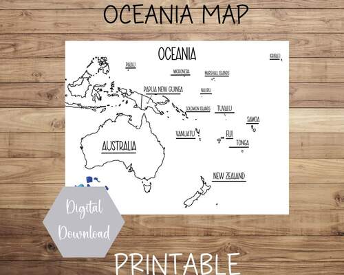Map of Oceania | Printable | Instant Download | PDF by The Little ...