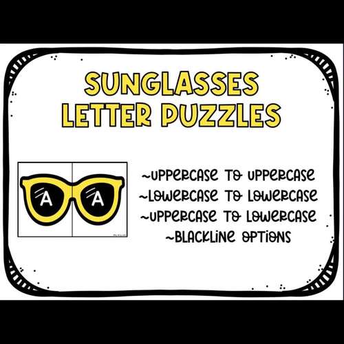 Sunglasses Letter Matching Puzzles | Summer Alphabet Activities by Play ...