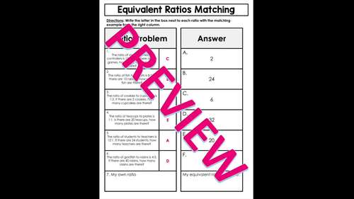 Equivalent Ratios Notes and Practice EDITABLE by The Mix and Match Class