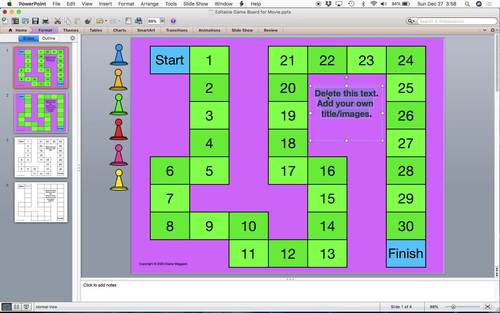 Editable Game Board: Digital or Printable (Color or Black/White Options)