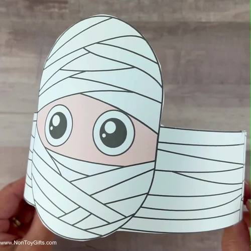 Halloween Mummy Paper Hat Craft - Halloween Headband - Coloring Crown