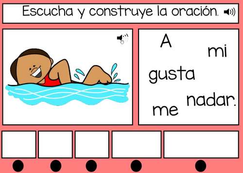 BOOM Cards Escucha y construye oraciones: A mi me gusta____. | TPT