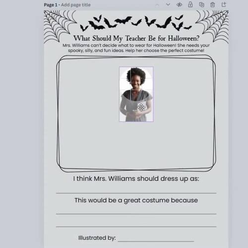 What Should my Teacher be for Halloween? Editable in Canva, Writing ...