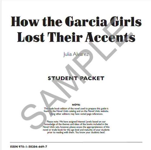 How the Garcia Girls Lost Their Accents Novel Units® Student Packet ...