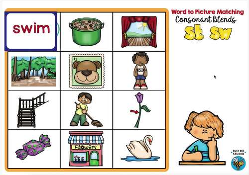 S Blends Game ST SW words Boom Cards by Busy Bee Studio | TPT