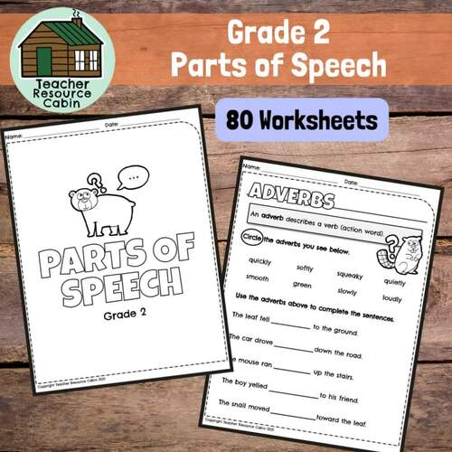 Parts of Speech Worksheets (Grade 2) by Teacher Resource Cabin | TPT