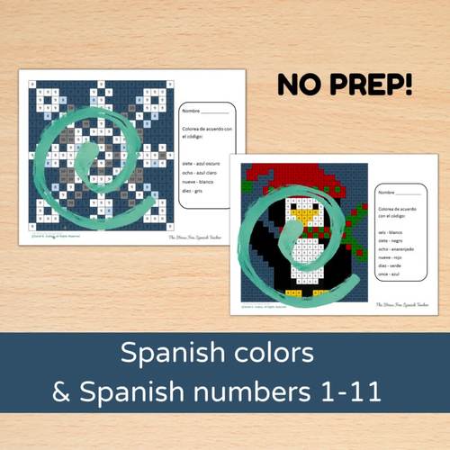 Spanish WINTER Color By Number Mystery Pictures Invierno NO PREP Worksheets
