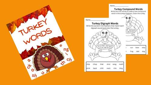 Turkey Words Differentiated Worksheets by The Quirky Pencil | TPT