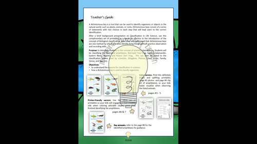Dichotomous Key to Identify Amphibians Worksheet by Inspiring Teaching ...