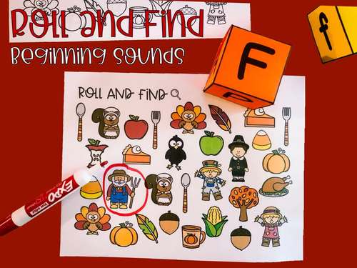 Thanksgiving Roll and Color: Alphabet and Phonics! by Down in Kinderville