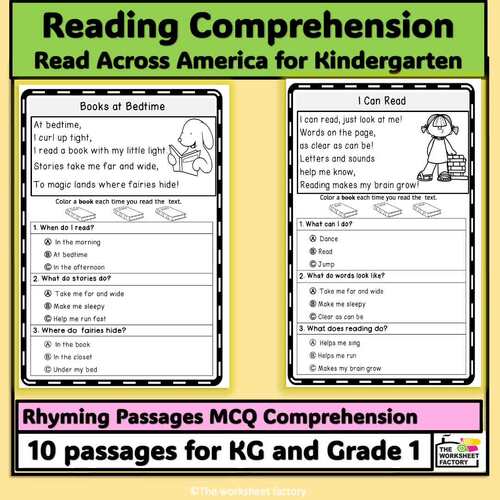 Read Across America Week Rhyming Passages & Comprehension Questions ...