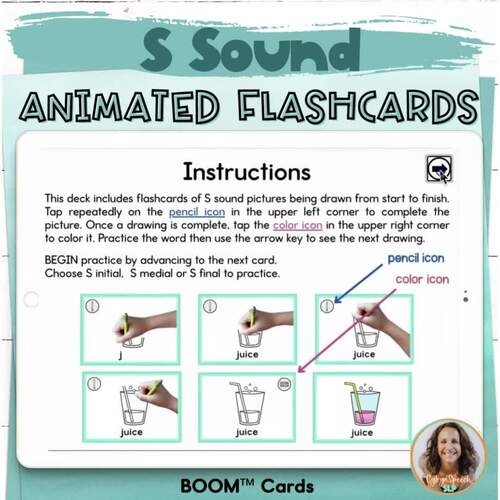 S Sound Animated Articulation Flashcards Boom Cards™ by Cytryn Speech