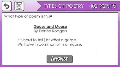 Analyzing Poetry Jeopardy Style PowerPoint™ Game Show | TPT