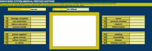 Endocrine System Medical Terminology Prefixes/Suffixes by Abaco ...