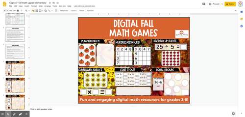Digital Fall Math Games Multiplication and Division by Create-Abilities
