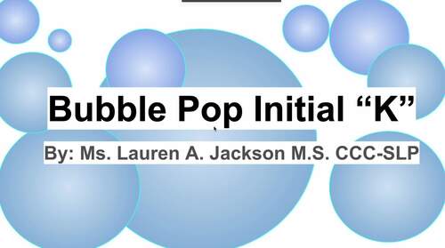 Bubble Pop Initial "K" by Gullah Island Speech Therapy Store | TPT