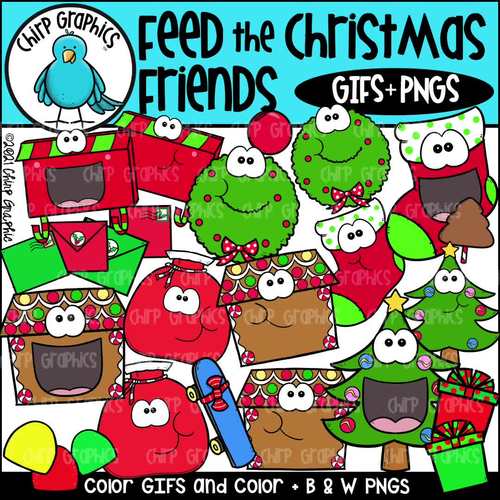 Feed the Christmas Friends GIF and PNG Clip Art Set by Chirp Graphics